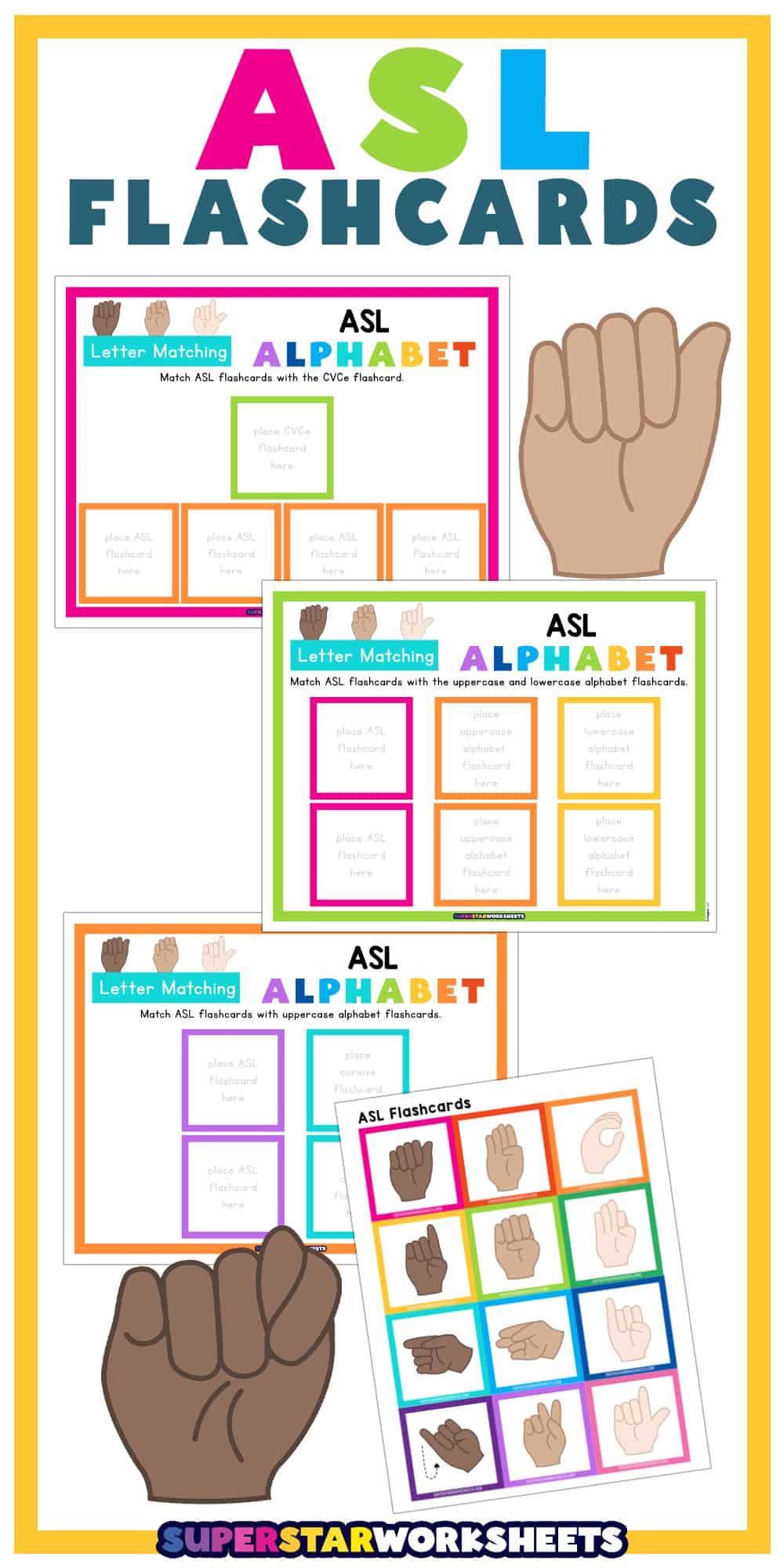 ASL Flashcards - Superstar Worksheets