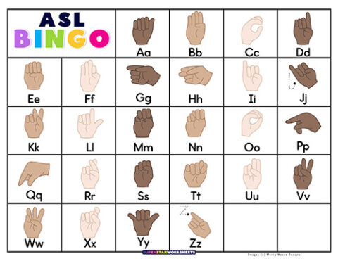 ASL BINGO - Superstar Worksheets