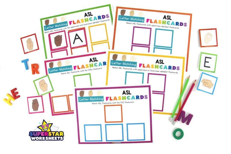 ASL Flashcards - Superstar Worksheets