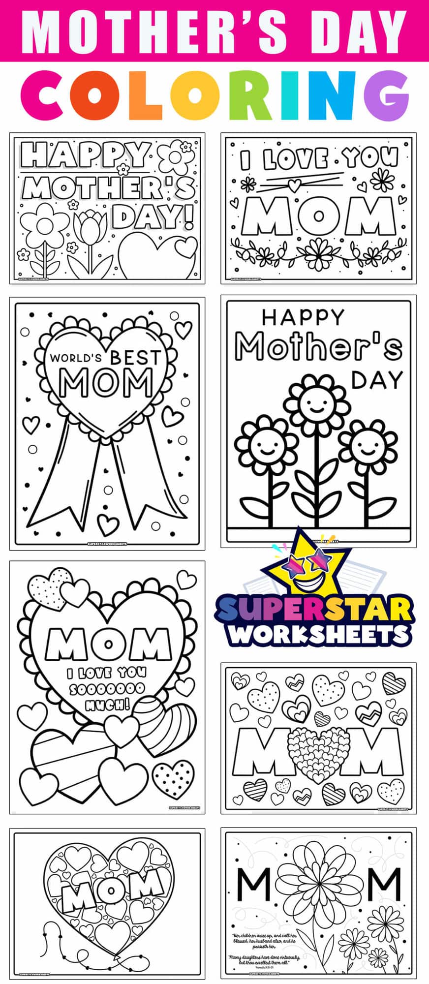 Mother's Day Coloring Pages (Free Printables) - Superstar Worksheets