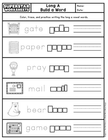 Long A Words - Superstar Worksheets