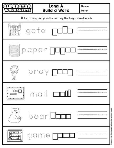 Long A Words - Superstar Worksheets