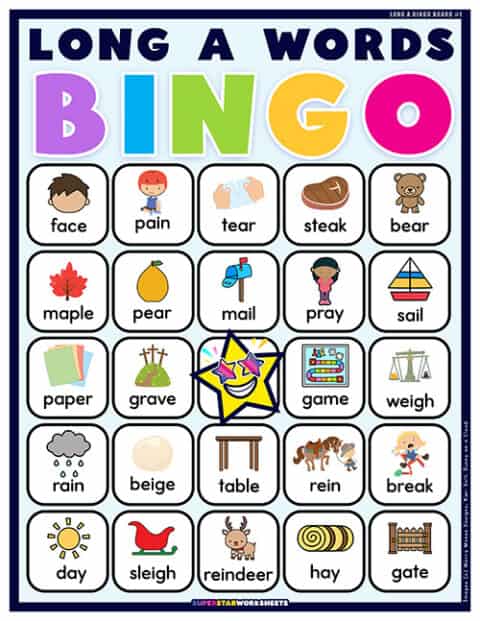 Long A Words - Superstar Worksheets