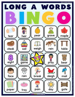 Long A Words - Superstar Worksheets