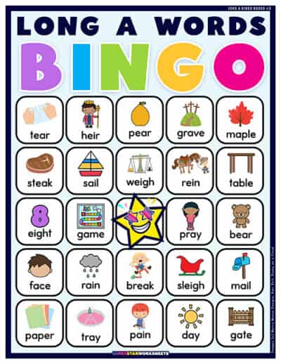 Long A Words - Superstar Worksheets