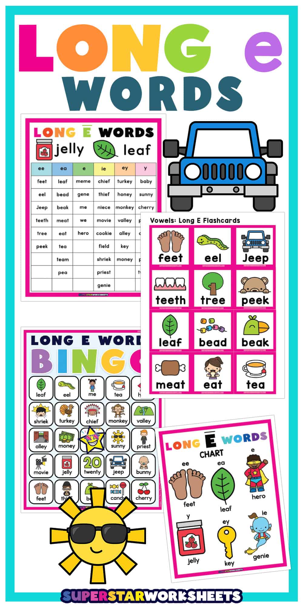 Long E Words - Superstar Worksheets