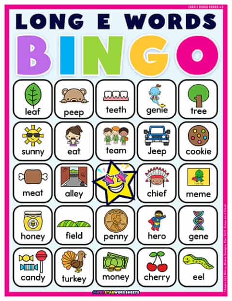 Long E Words - Superstar Worksheets