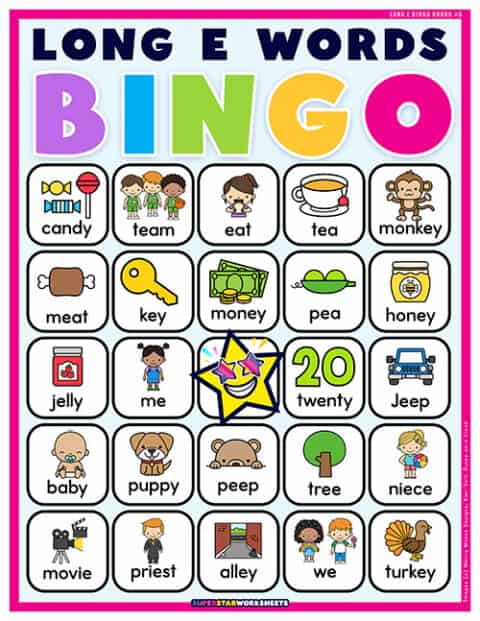 Long E Words - Superstar Worksheets