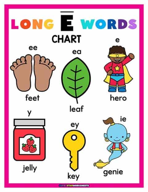 Long E Words - Superstar Worksheets