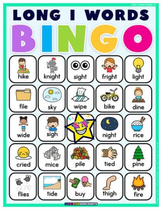 Long I Words - Superstar Worksheets