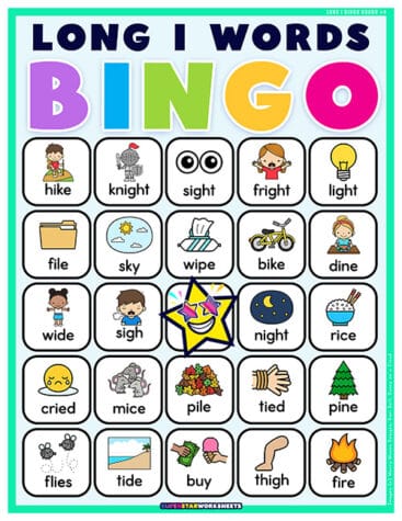 Long I Words - Superstar Worksheets