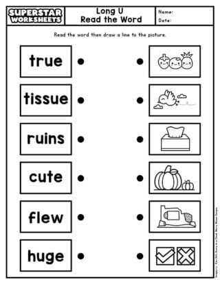 Long U Words - Superstar Worksheets