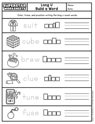Long U Words - Superstar Worksheets