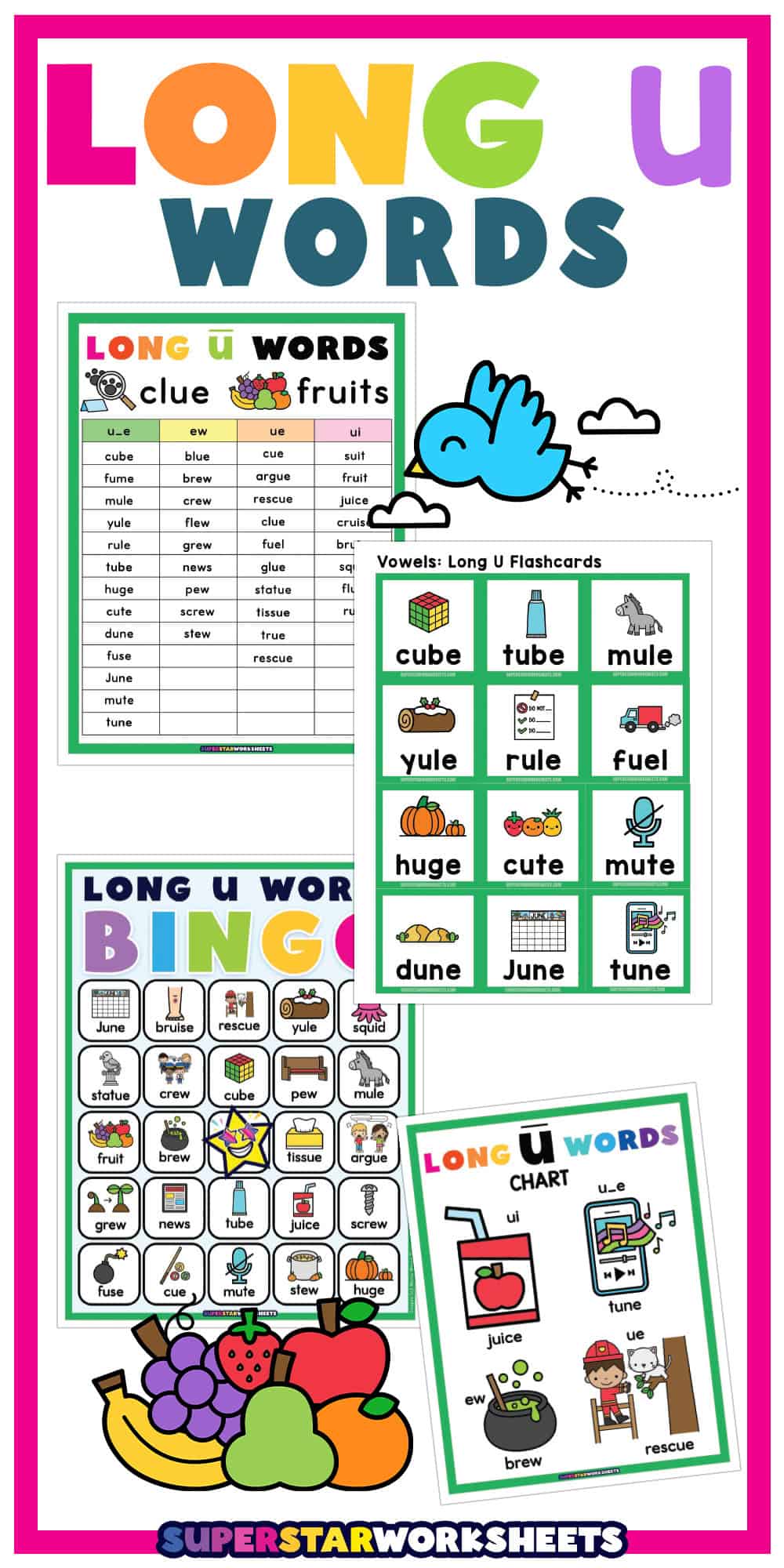 Long U Words - Superstar Worksheets