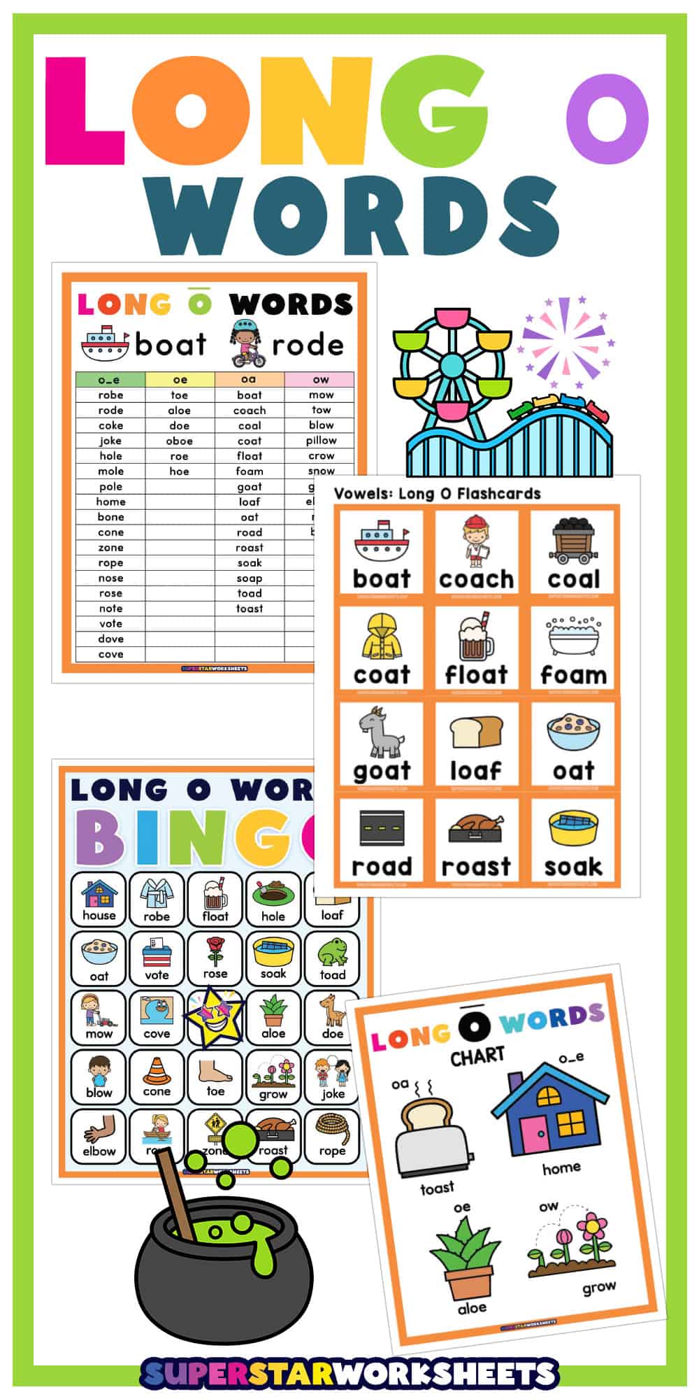 Long O Words - Superstar Worksheets