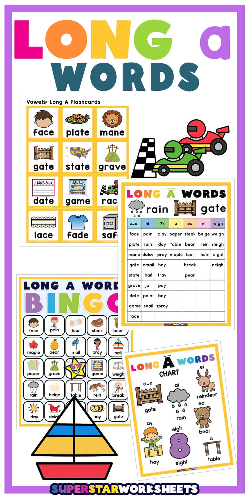 Long A Words - Superstar Worksheets