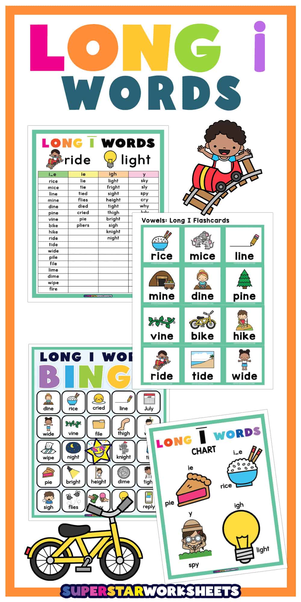 Long I Words - Superstar Worksheets