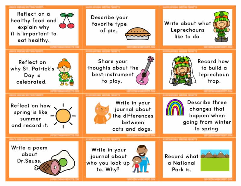Journal Writing Prompts - Superstar Worksheets