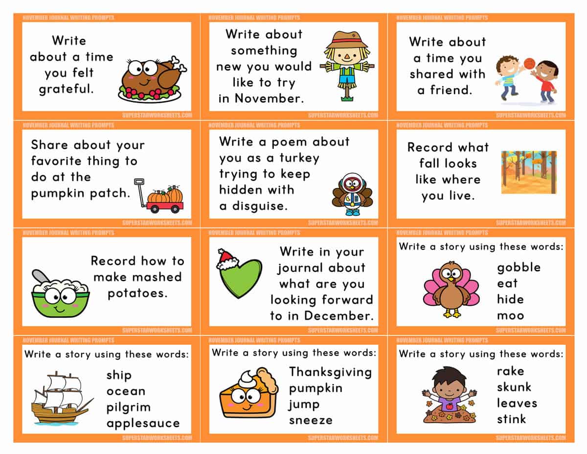 Journal Writing Prompts - Superstar Worksheets