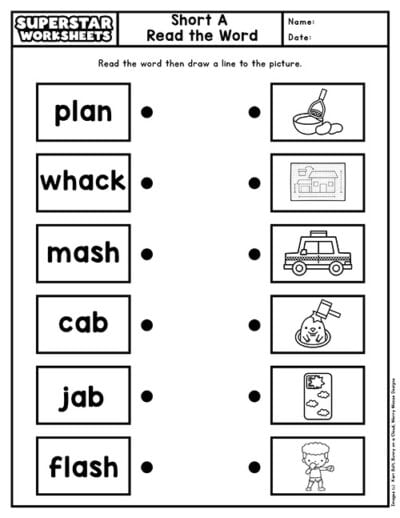 Short A Words - Superstar Worksheets