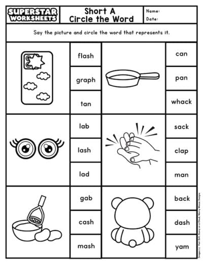 Short A Words - Superstar Worksheets