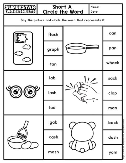 Short A Words - Superstar Worksheets