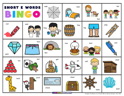 Short E Words - Superstar Worksheets