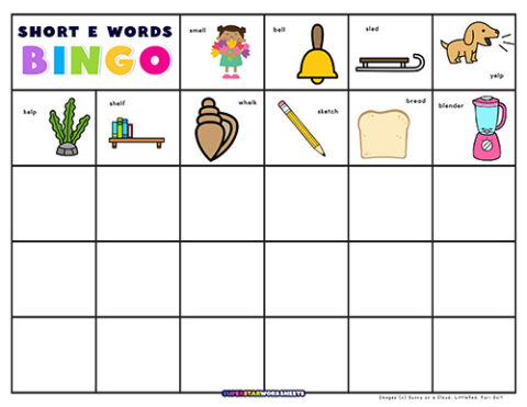 Short E Words - Superstar Worksheets