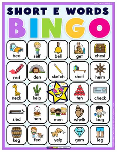 Short E Words - Superstar Worksheets