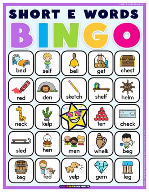 Short E Words - Superstar Worksheets