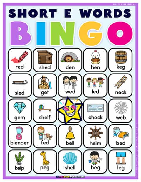 Short E Words - Superstar Worksheets