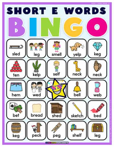 Short E Words - Superstar Worksheets