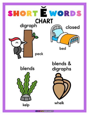 Short E Words - Superstar Worksheets