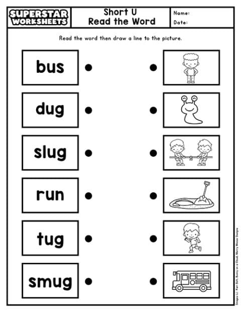 Short U Words - Superstar Worksheets