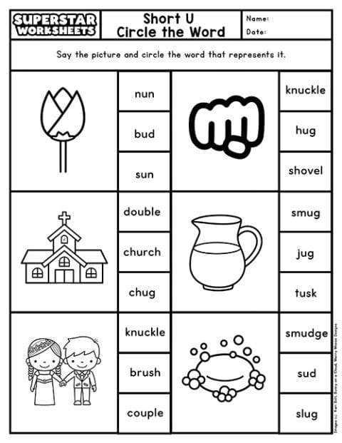 Short U Words - Superstar Worksheets