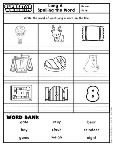 Long A Words - Superstar Worksheets
