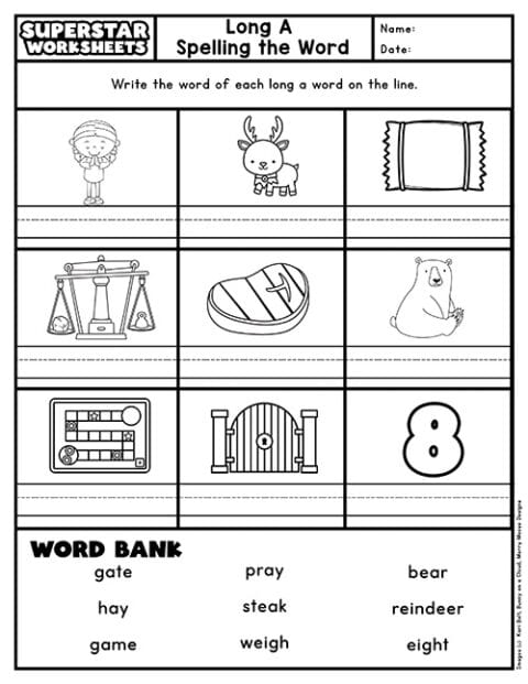 Long A Words - Superstar Worksheets