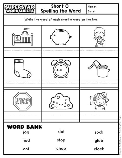 Short O Words - Superstar Worksheets