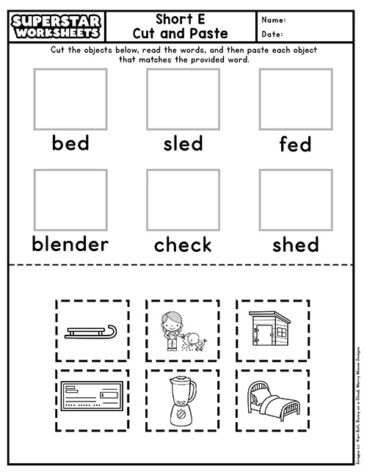 Short E Words - Superstar Worksheets