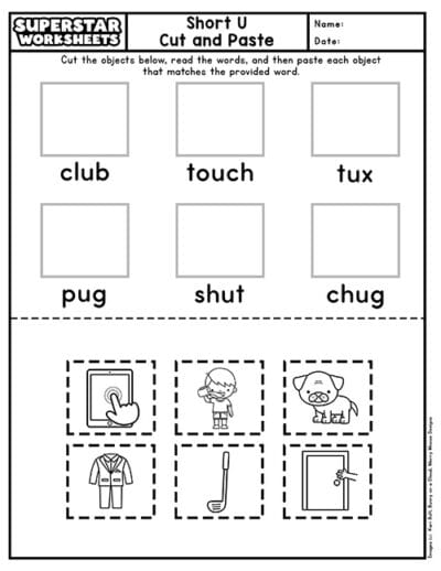 Short U Words - Superstar Worksheets
