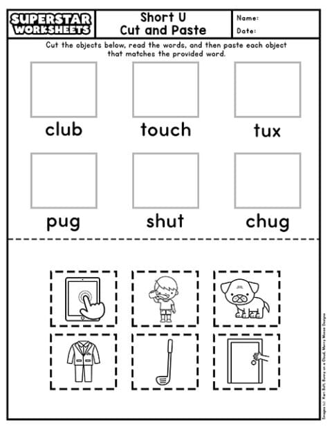 Short U Words - Superstar Worksheets