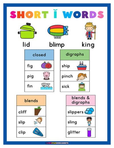 Short I Words - Superstar Worksheets