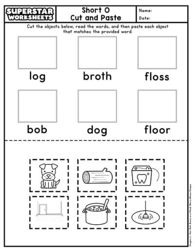Short O Words - Superstar Worksheets