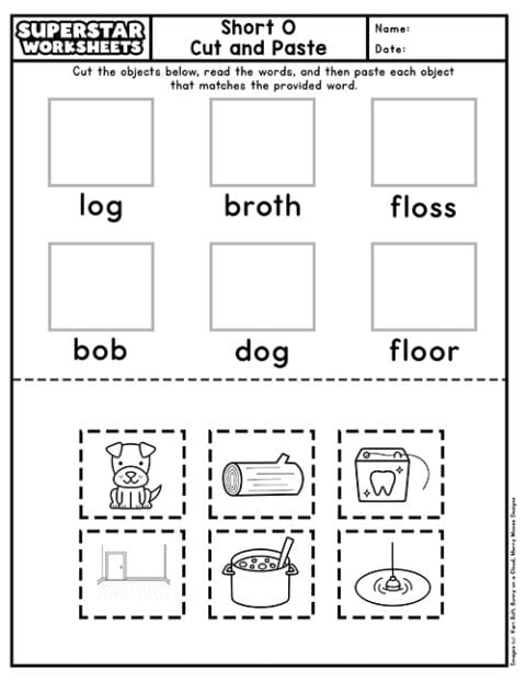 Short O Words - Superstar Worksheets