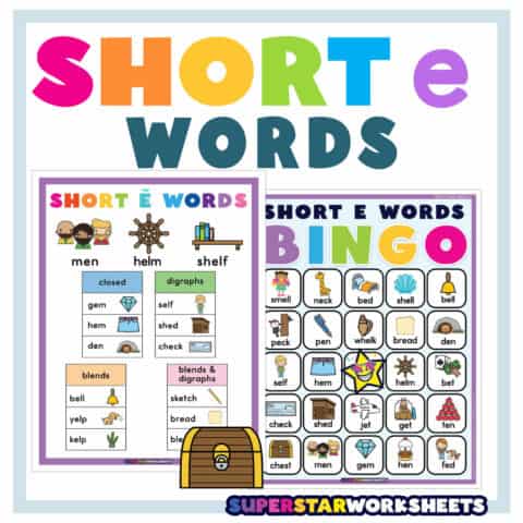 Short E Words - Superstar Worksheets