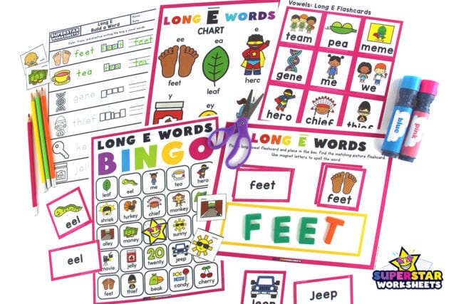 Long E Words - Superstar Worksheets