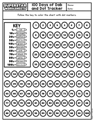 100 Days of School - Superstar Worksheets