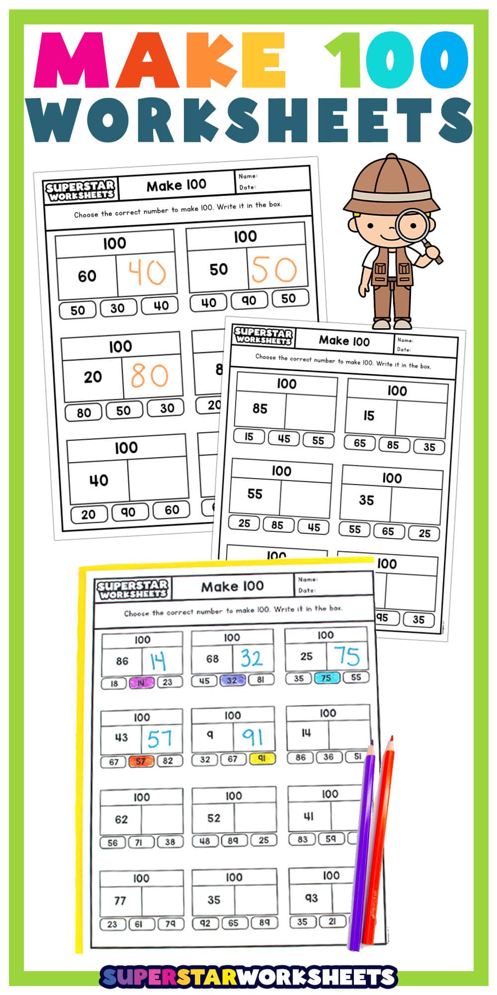 Make 100 Worksheets - Superstar Worksheets
