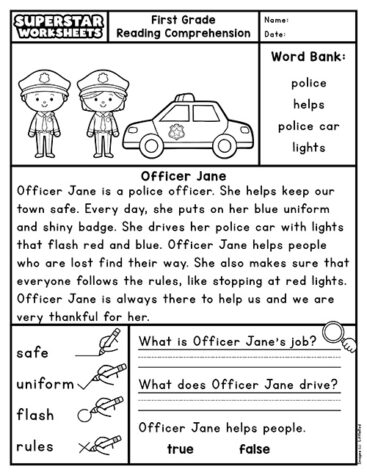 First Grade Reading Comprehension - Superstar Worksheets