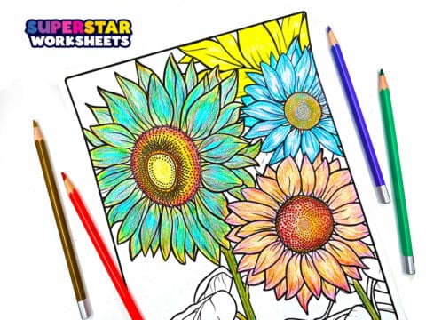 Sunflower Coloring Pages (Free Printables) - Superstar Worksheets